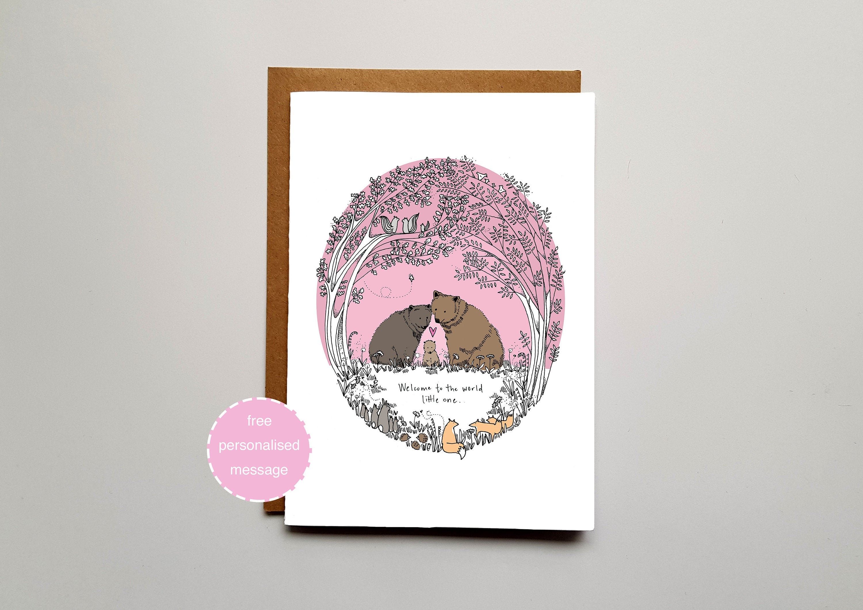 New Baby Card New Born Card Baby Bear Card Woodland Card - Etsy