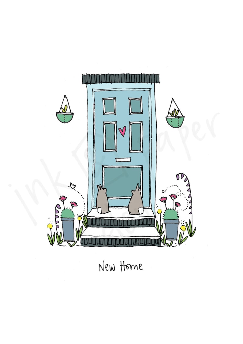 Bunny Card Bunny New Home Card Rabbit Card Rabbit New | Etsy