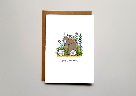 Sorry You're Leaving Card Bear Card Bear and Bicycle - Etsy