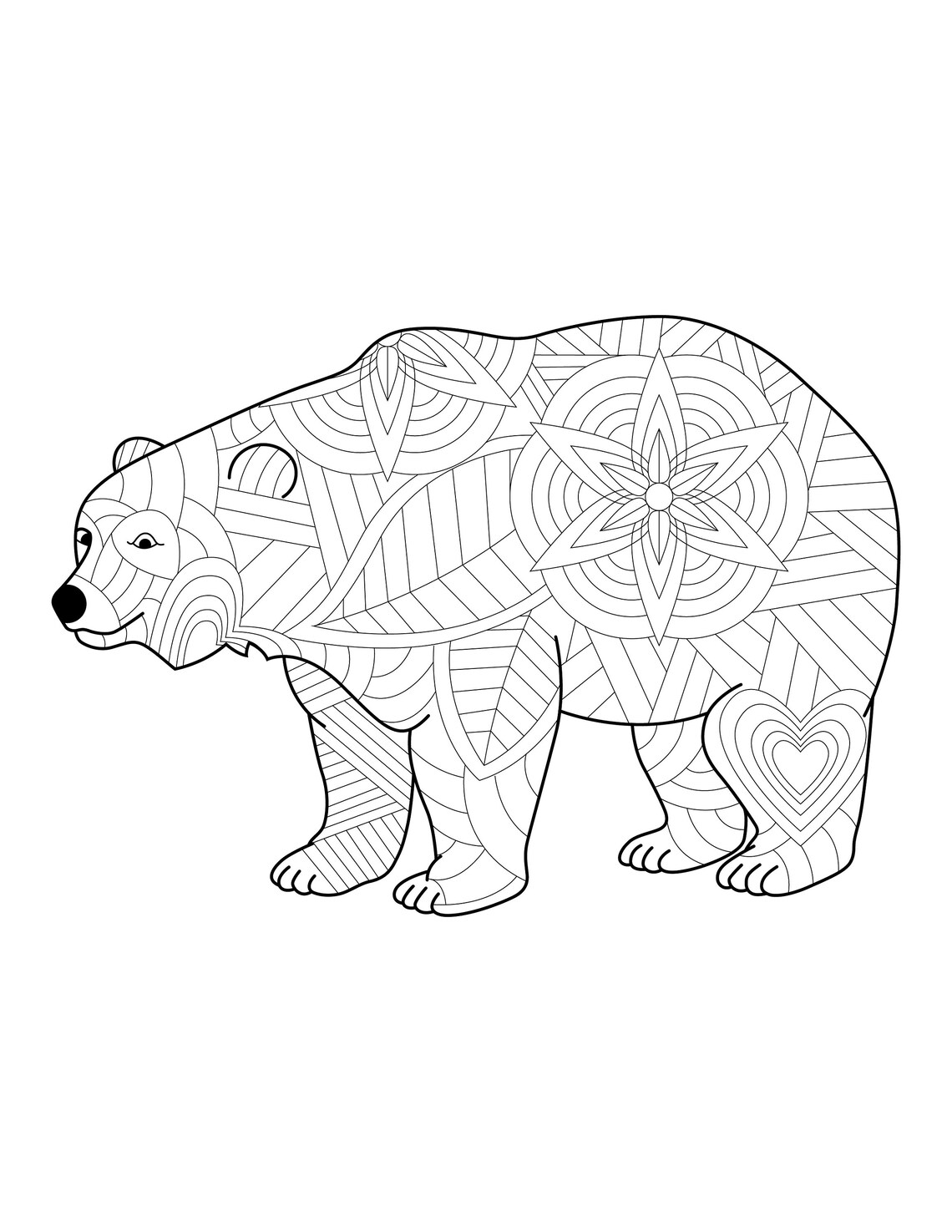 Polar Bear Coloring Page/ Zen Coloring/ Digital Download Coloring Page ...
