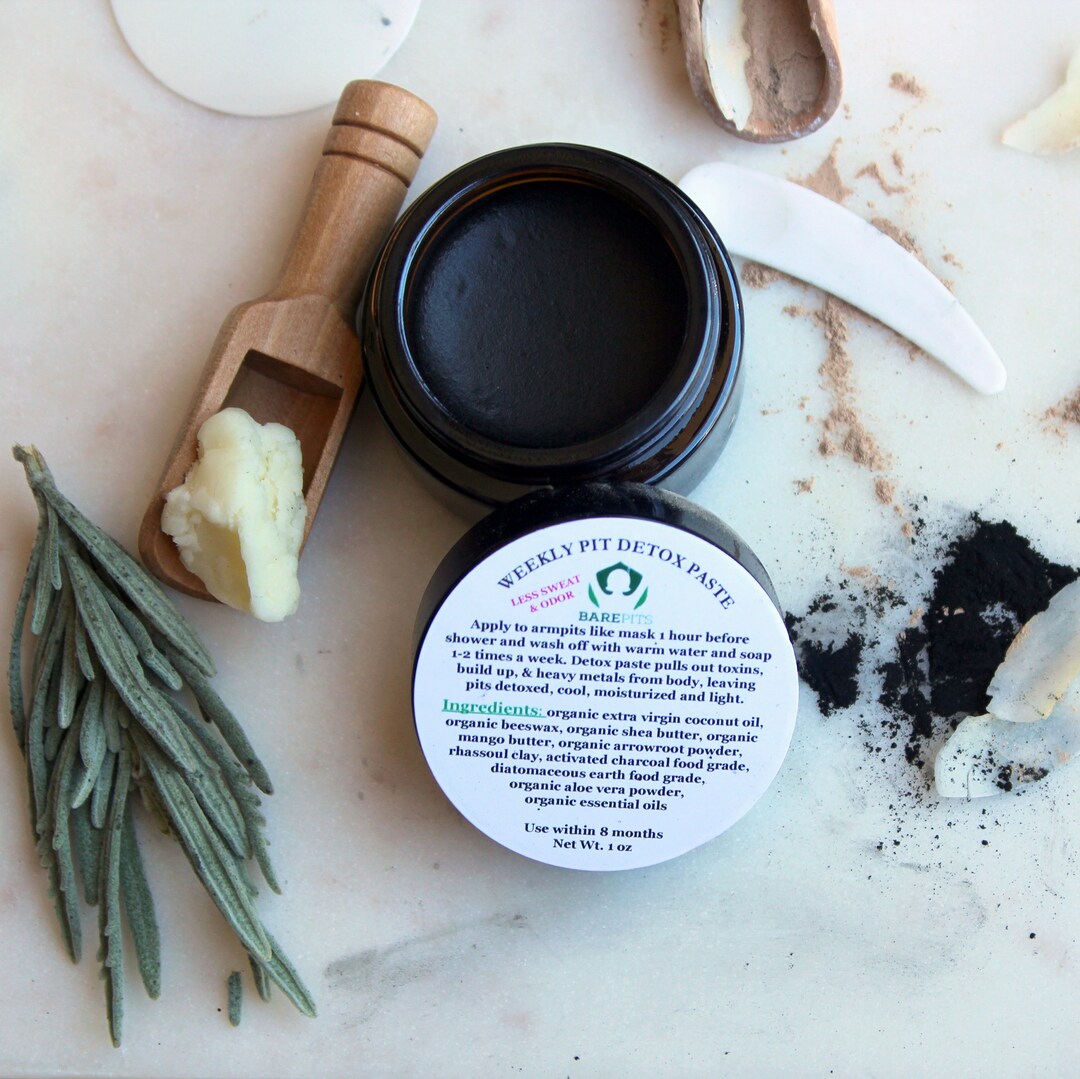 Bare Pits Natural Organic Weekly Pit Detox Paste 1 Oz Amber Glass Jar ...
