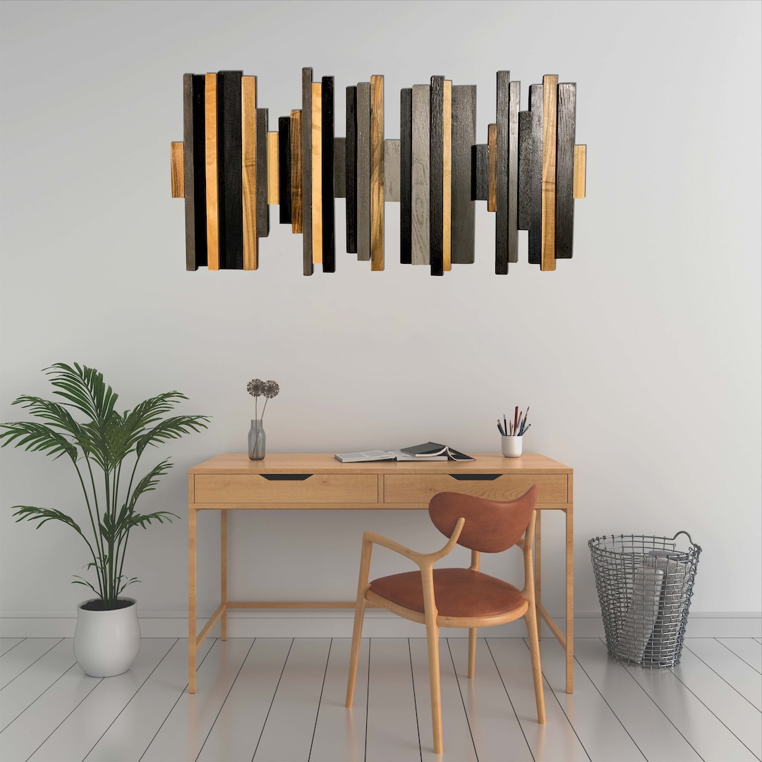 Office Art, Modern Abstract Art, Wooden Wall Art, Soundwave Art - Etsy
