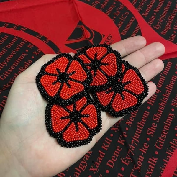 Beaded Indigenous Poppy Pin - Etsy