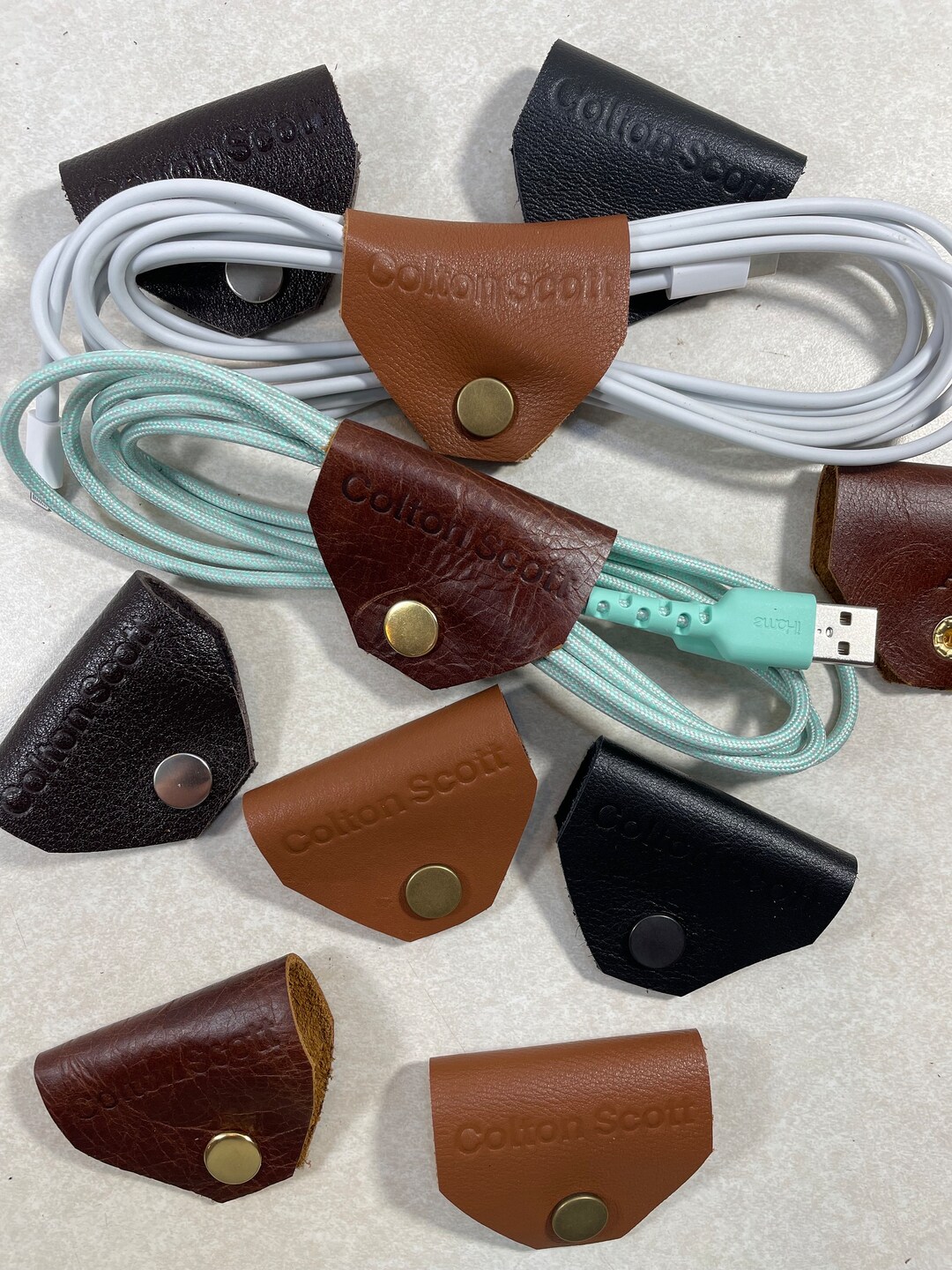 LEATHER CABLE Organizer/cord Organizer/cord Ties/travel Cable Holder ...