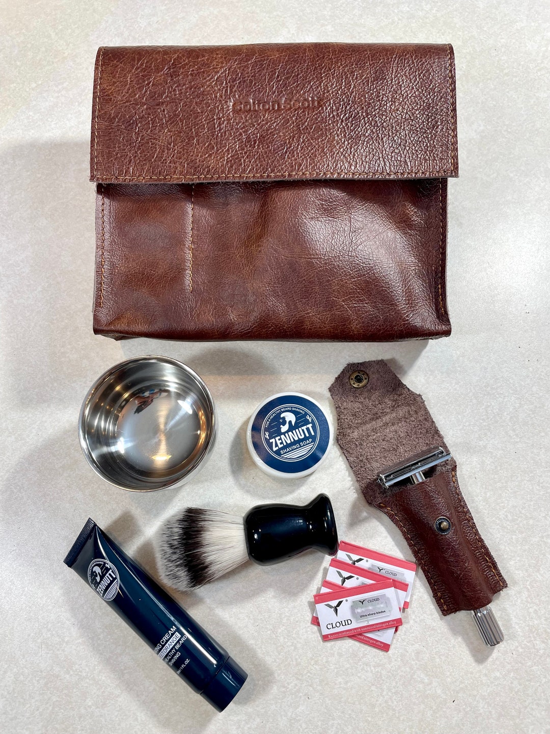 Genuine Leather Men Shaving Kit, Fathers Day Gift, Grooming Kit, Mens ...