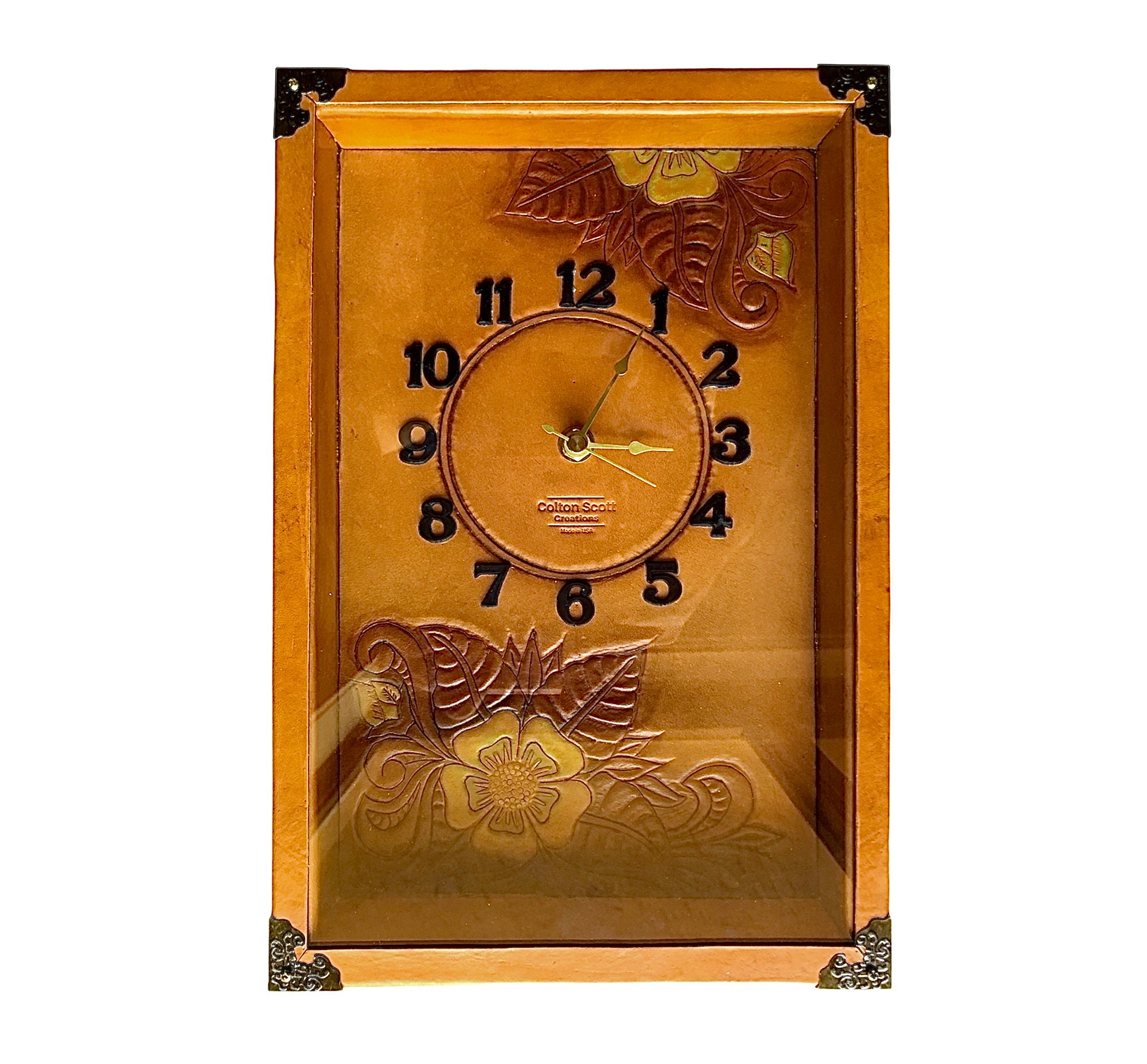 LEATHER WALL CLOCK/handmade/wood/genuine | Etsy