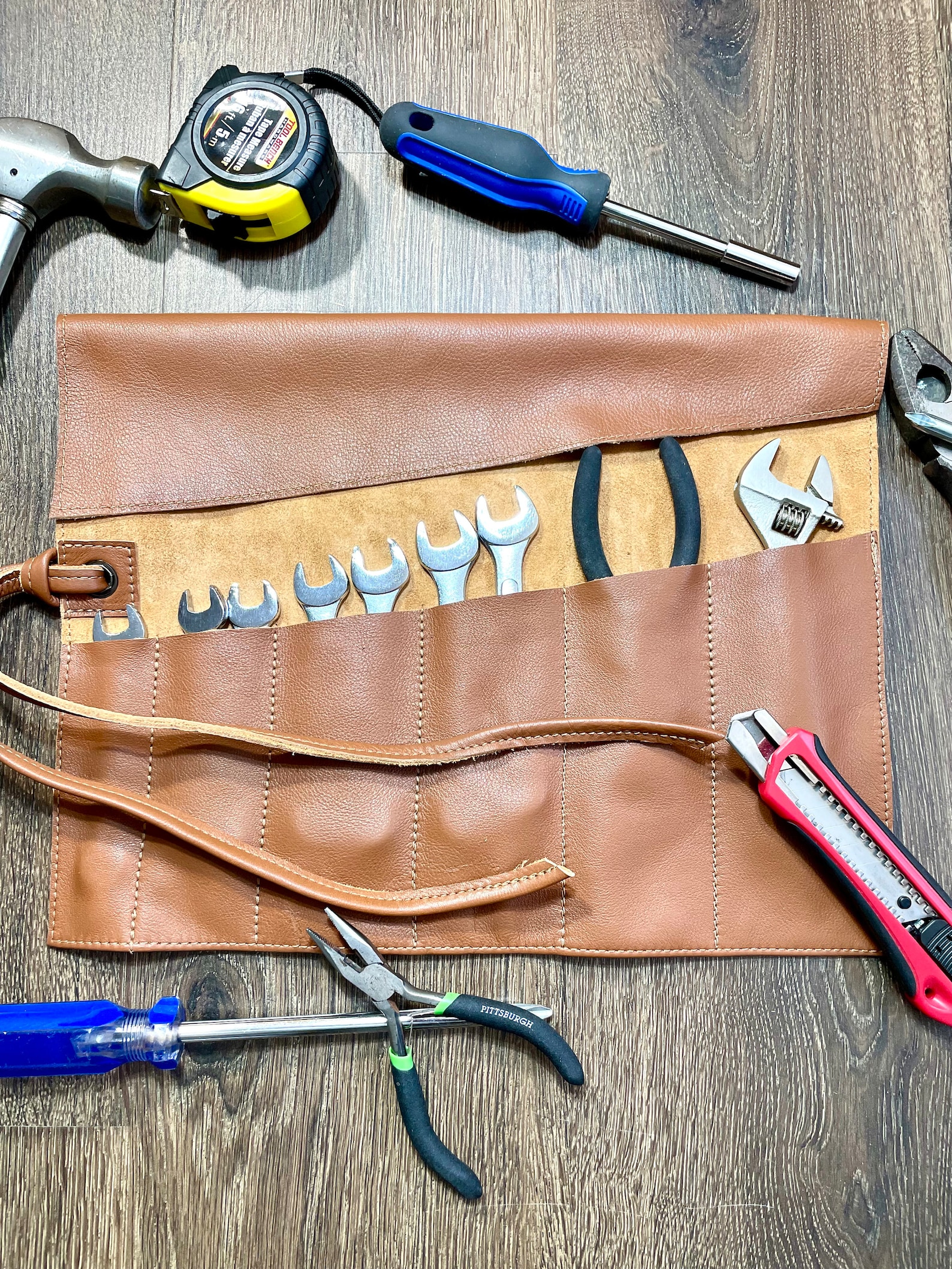 Leather Tool Roll Organizer 6 Pocket Tool Roll Storage Roll - Etsy