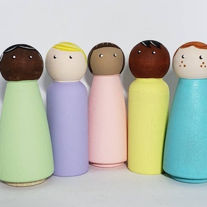 Rainbow Peg Dolls - Montessori Peg Dolls ,kids Gift, Waldorf Learning ...