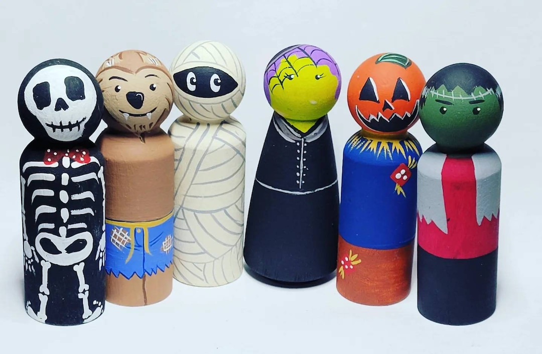 Halloween Peg Dolls,spooky Wooden Doll, Handmade Toys, Wooden Toys ...