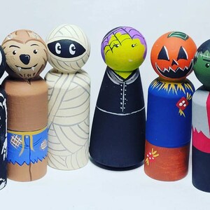 Halloween Peg Dolls,spooky Wooden Doll, Handmade Toys, Wooden Toys ...
