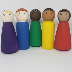 Rainbow Peg Dolls - Montessori Peg Dolls ,kids Gift, Waldorf Learning ...