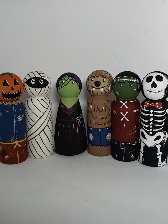 Halloween Peg Dollsspooky Wooden Doll Handmade Toys Wooden - Etsy Canada