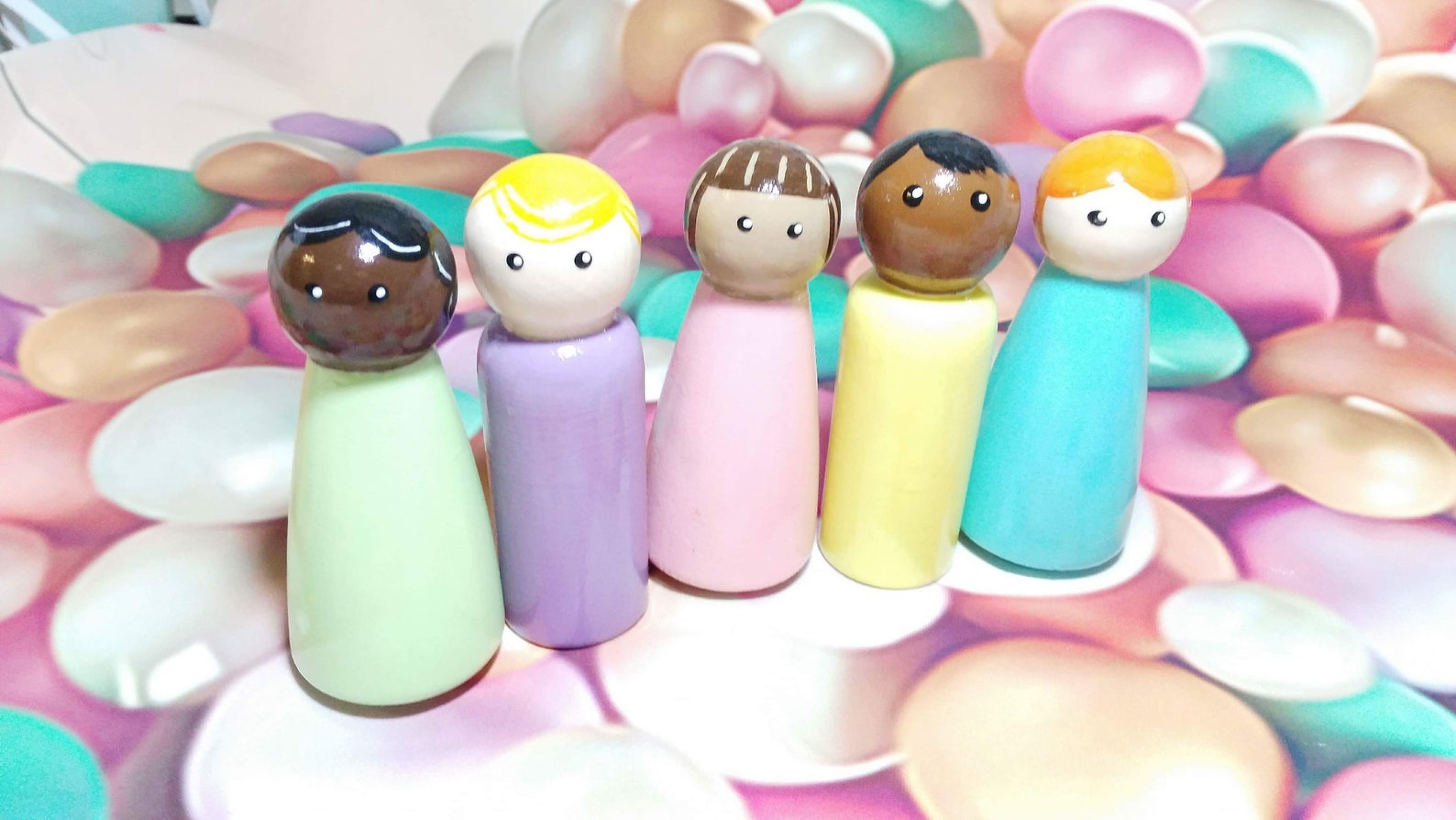 Rainbow Peg Dolls Montessori Peg Dolls kids Gift Waldorf | Etsy