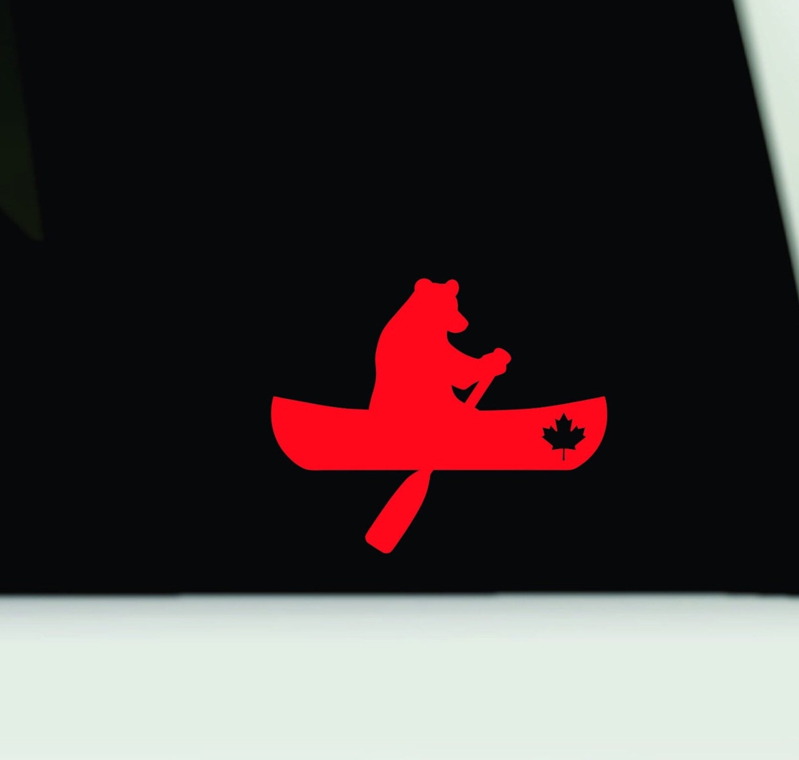 Bear Maple Leaf Canoe Vinyl Decal | Bear Decal | Bear in Canoe Bumper ...