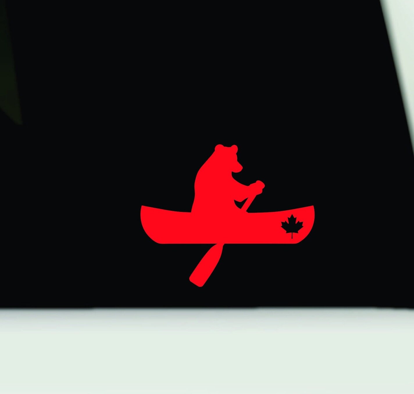 Bear Maple Leaf Canoe Vinyl Decal | Bear Decal | Bear in Canoe Bumper ...