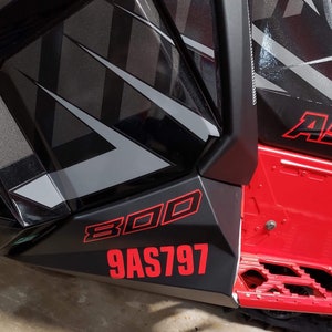 Snowmobile Registration Set Custom Number Decals | Custom Snowmachine ...