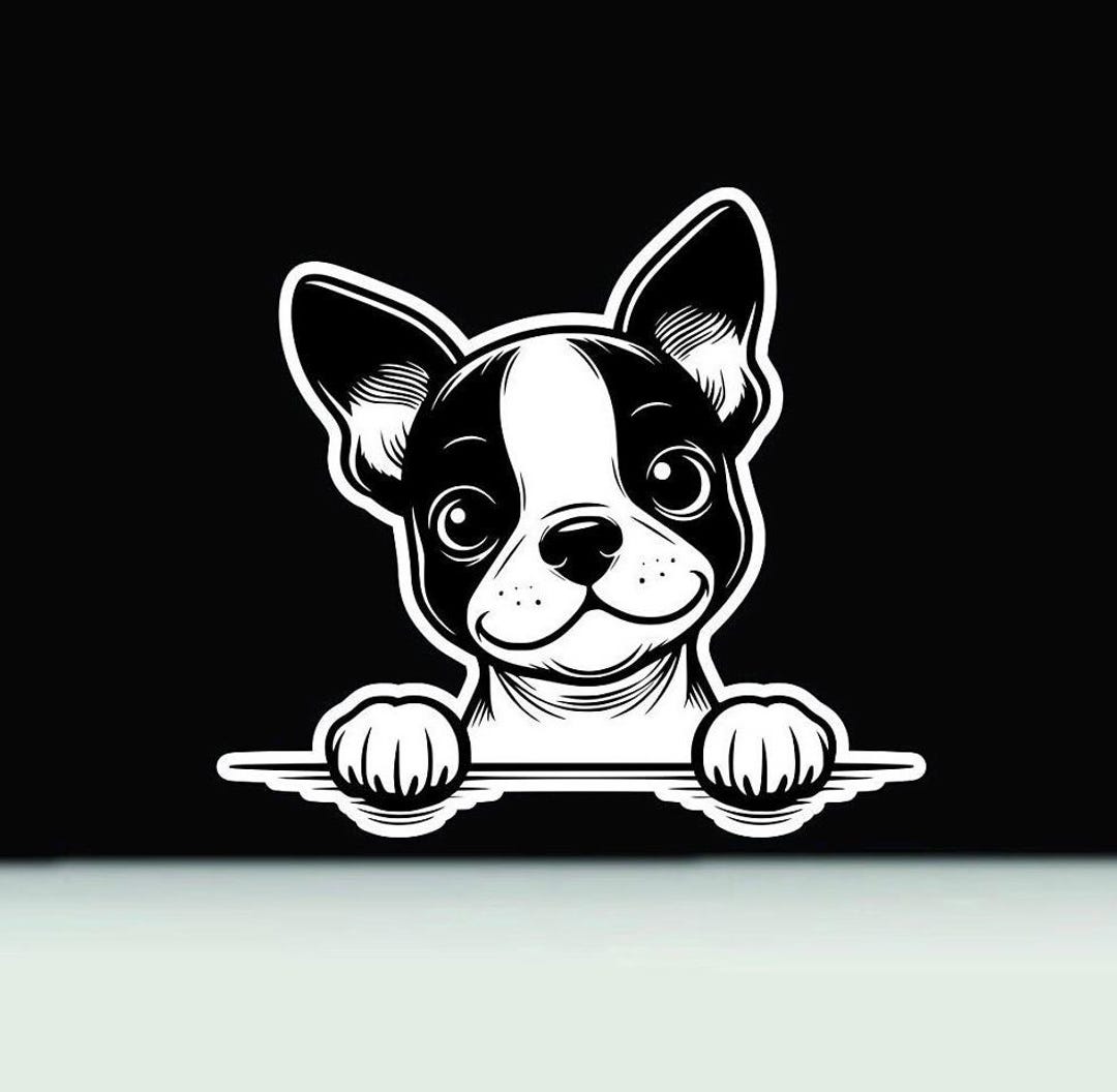 Boston Terrier Peeking Vinyl Sticker | Boston Terrier Sticker | Boston ...