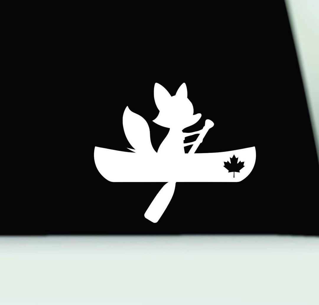 Fox Decal | Fox in Canoe Bumper Sticker | Fox Maple Leaf Decal | Canoe ...