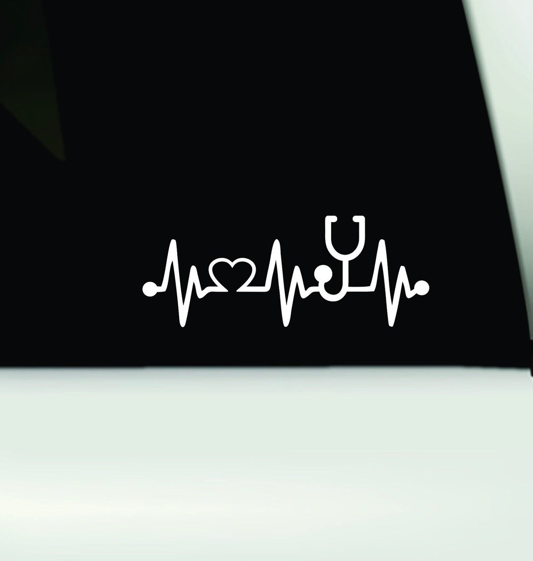Nurse Heartbeat Stethoscope Vinyl Decal | Nurse Doctor Stethascope ...