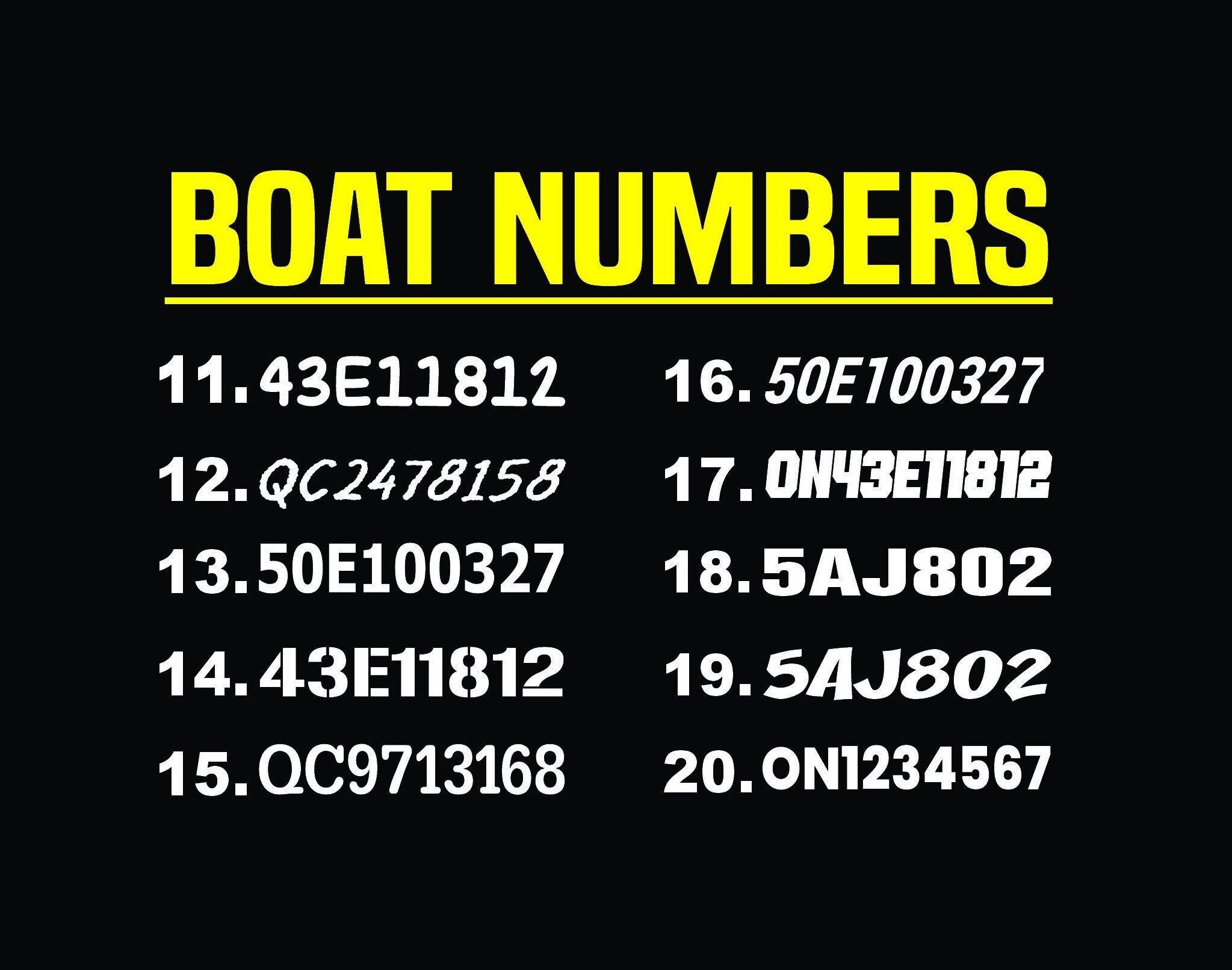 Boat Numbers | Boat Vinyl Decals | Boat Registration Numbers | Marine ...