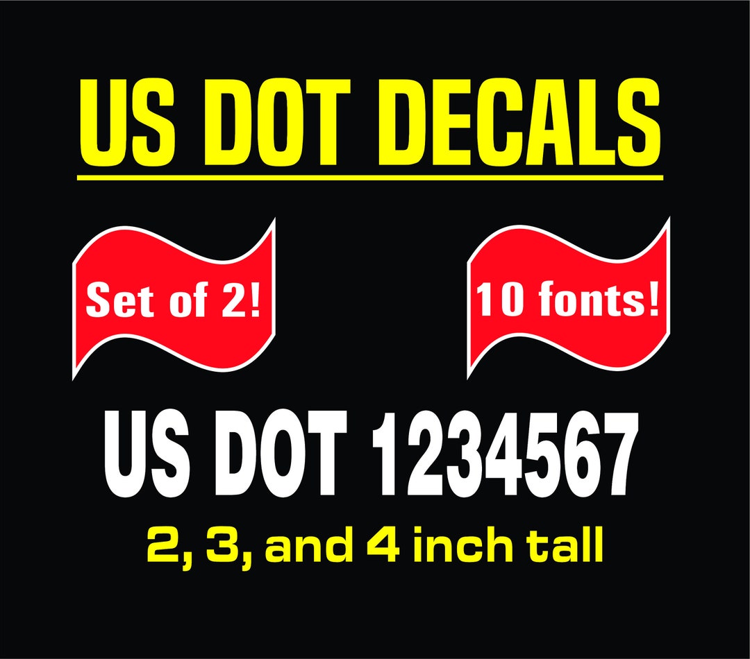 US DOT Number Decals | US Dot Registration Numbers Set of 2 | Custom Us ...