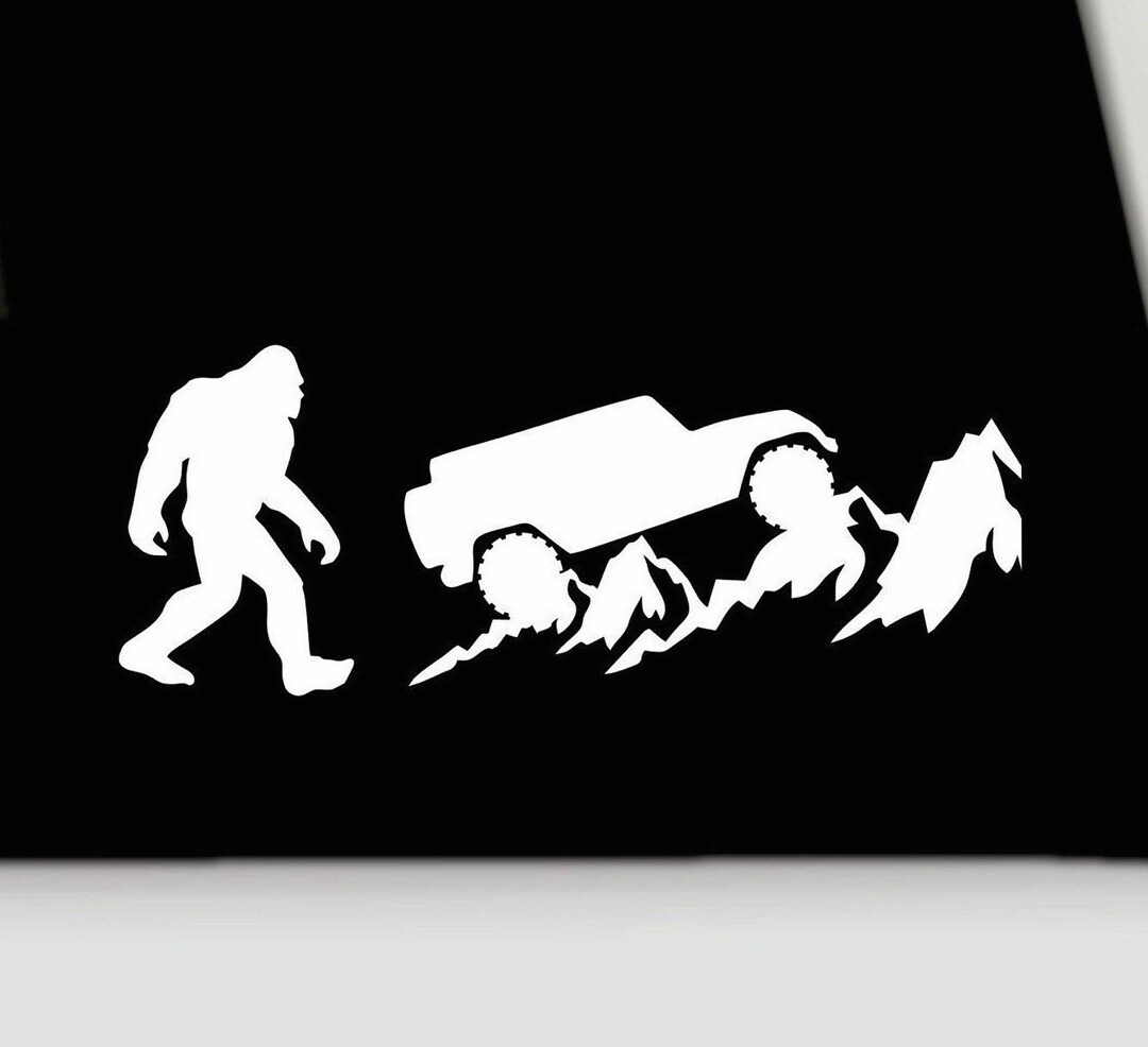 Bigfoot and SUV Vinyl Decal | SUV Yeti Sticker | Trex Jurassic Sticker ...