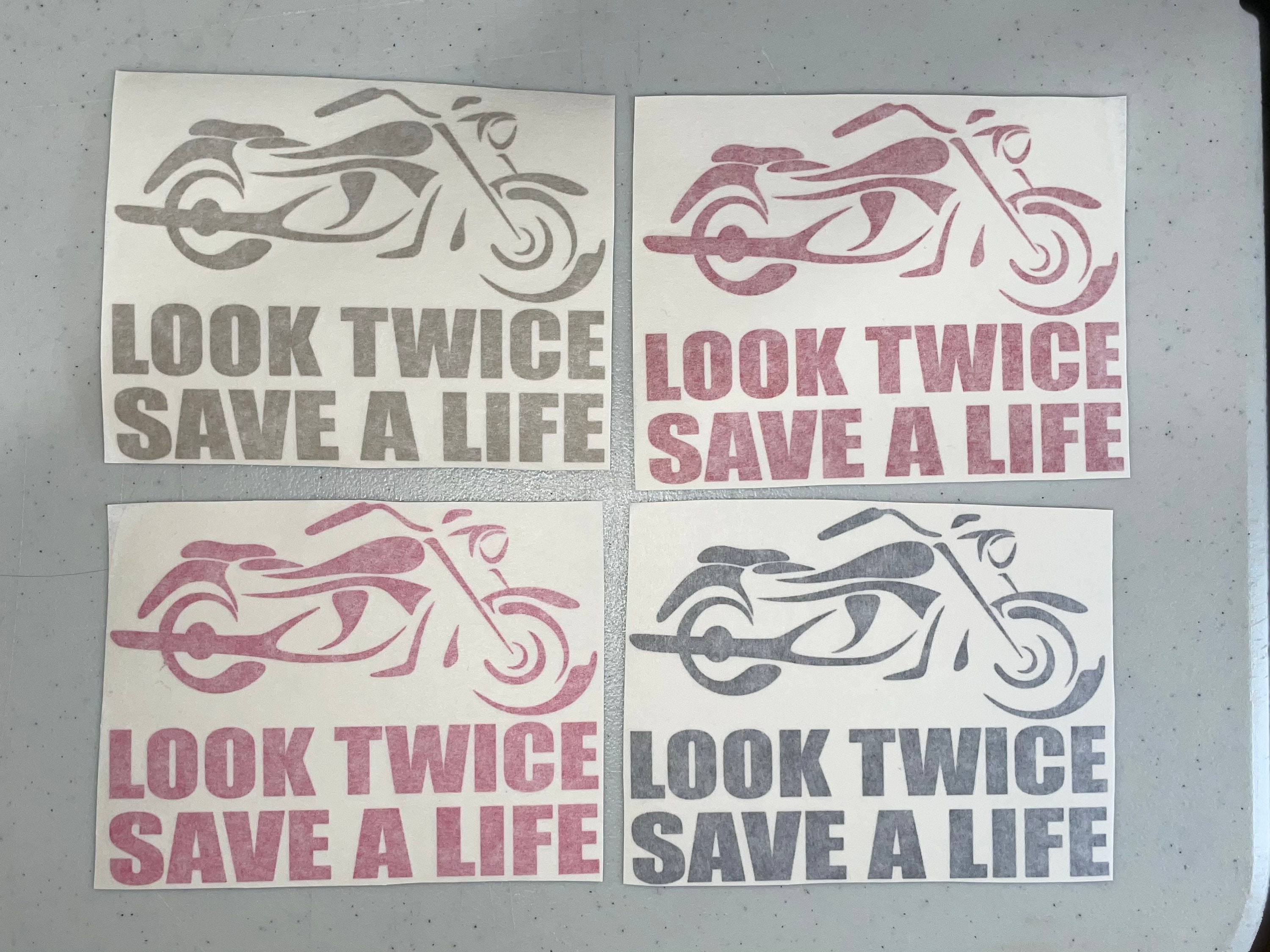 Look Twice Save a Life vinyl decal Motorcycle Awareness | Etsy