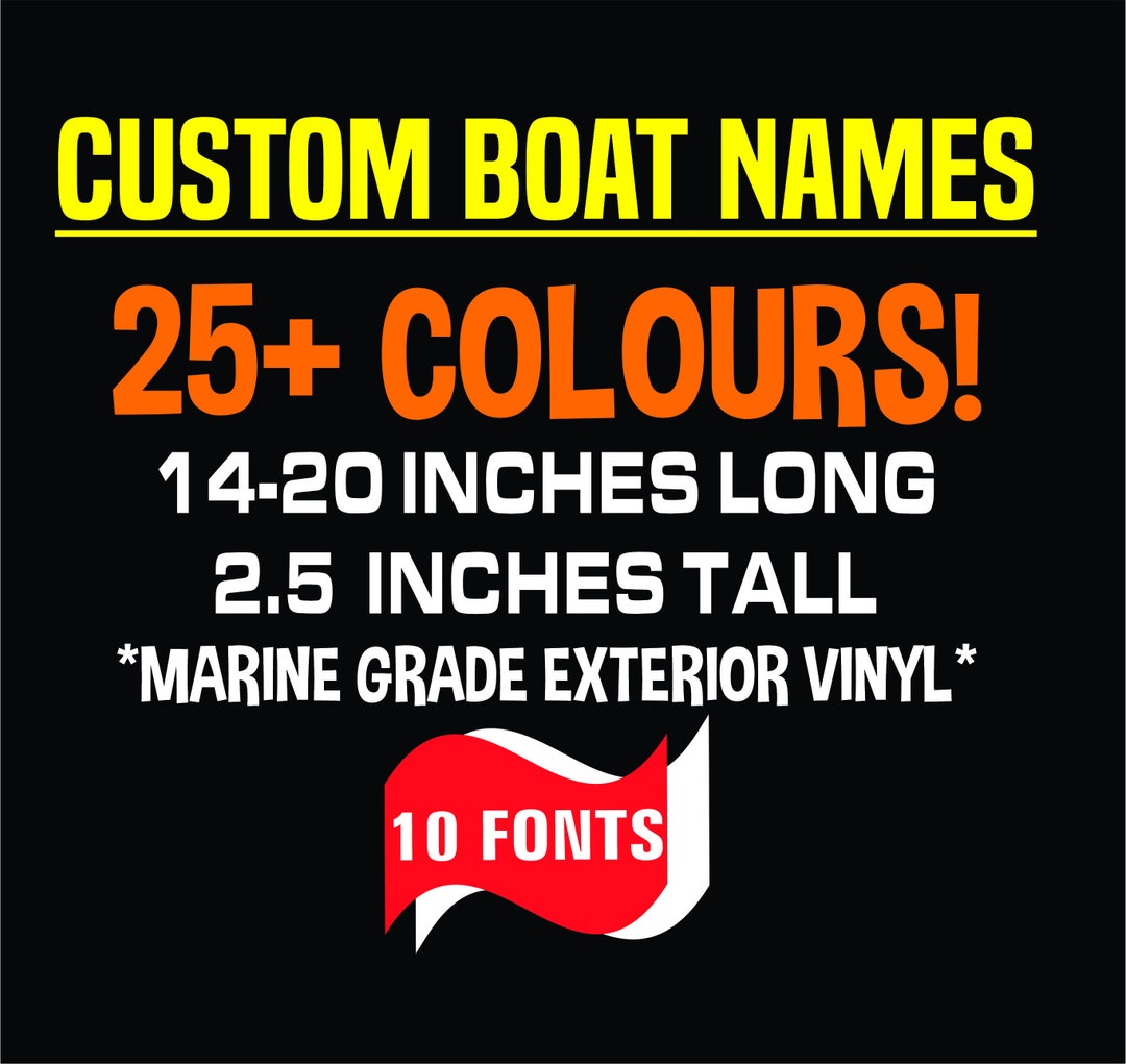 Custom Boat Name Vinyl Decals | Boat Decals | Marine Grade Vinyl Boat ...