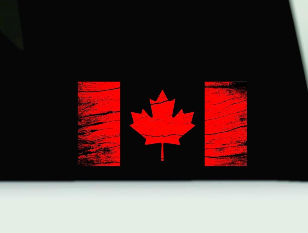 Canada Flag Weathered Look Vinyl Sticker | Canada Flag Full Printed ...