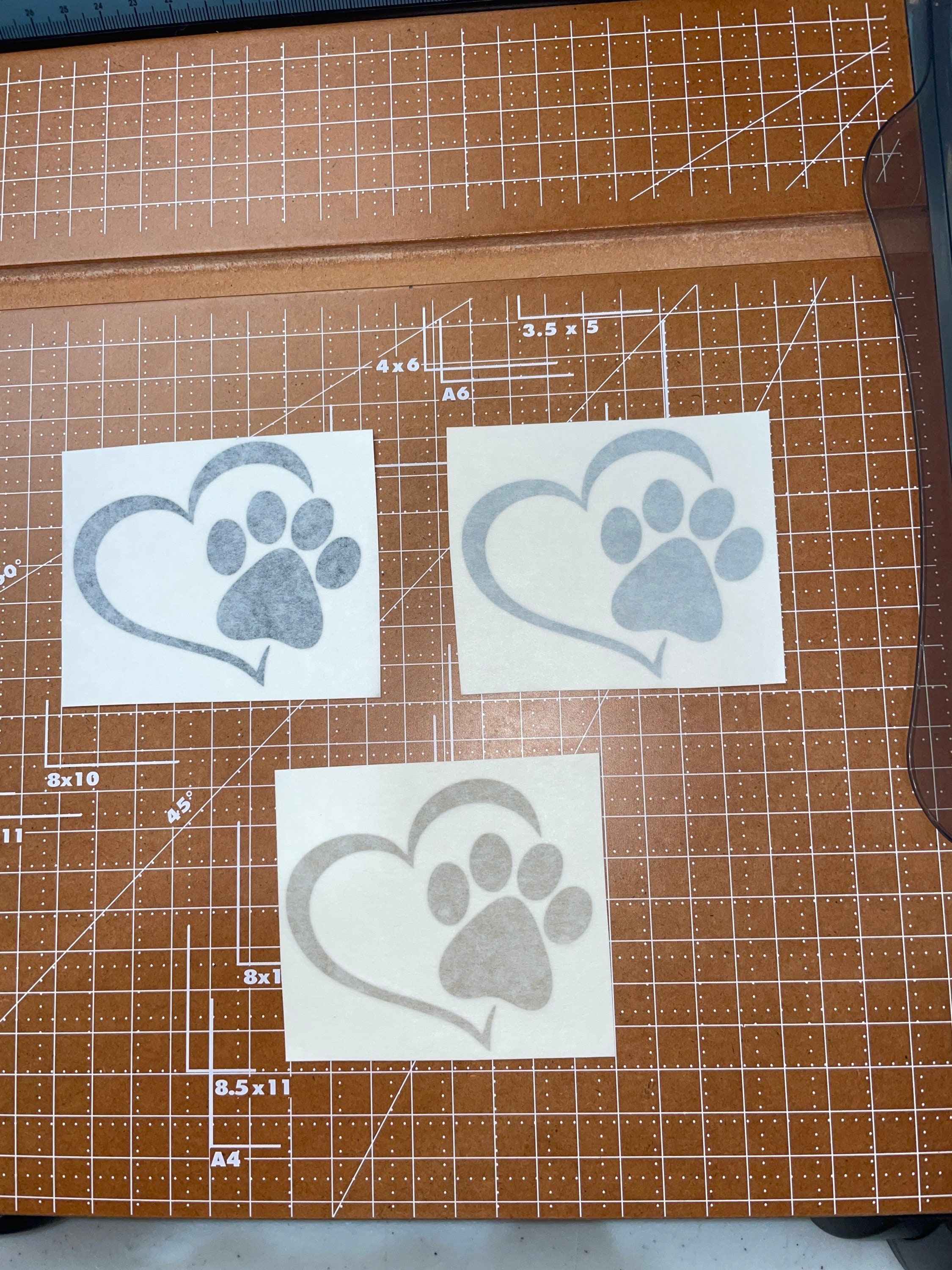 Paw Print Heart Sticker Choose Size and Colour Paw Print | Etsy