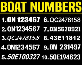 BOAT Registration Number Decals Custom Boat Vinyl Personalized Sticker ...