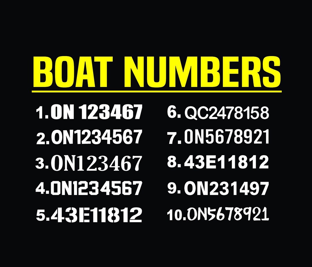 Boat Numbers | Boat Vinyl Decals | Boat Registration Numbers | Marine ...