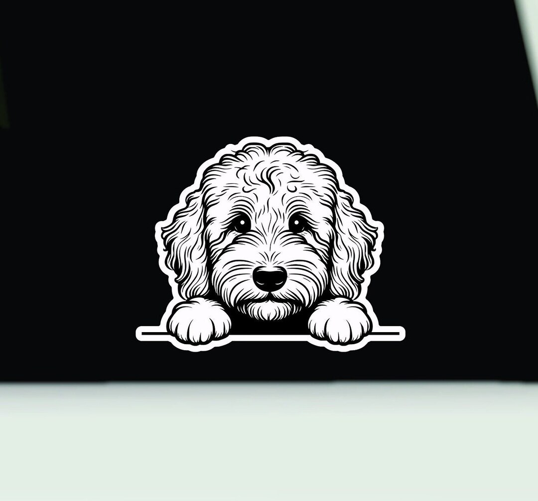 Golden Doodle Peeking Vinyl Sticker | Golden Doodle Dog Bumper Sticker ...