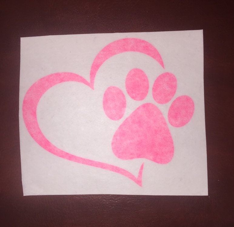 Paw Print Heart Sticker Choose Size and Colour Paw Print | Etsy