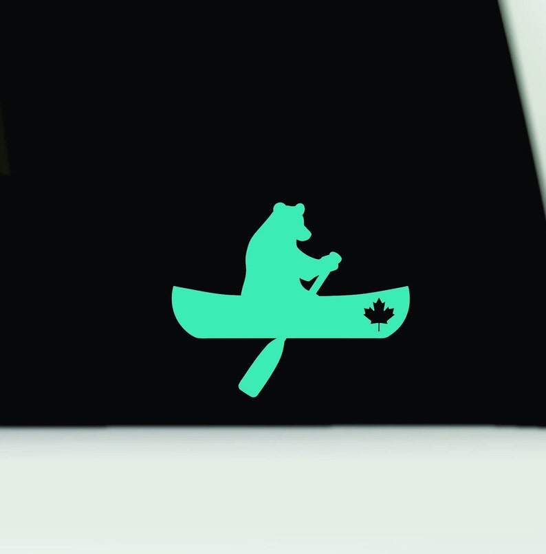 Bear Maple Leaf Canoe Vinyl Decal | Bear Decal | Bear in Canoe Bumper ...