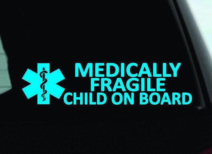 Medical alert bumper sticker medically fragile child on | Etsy