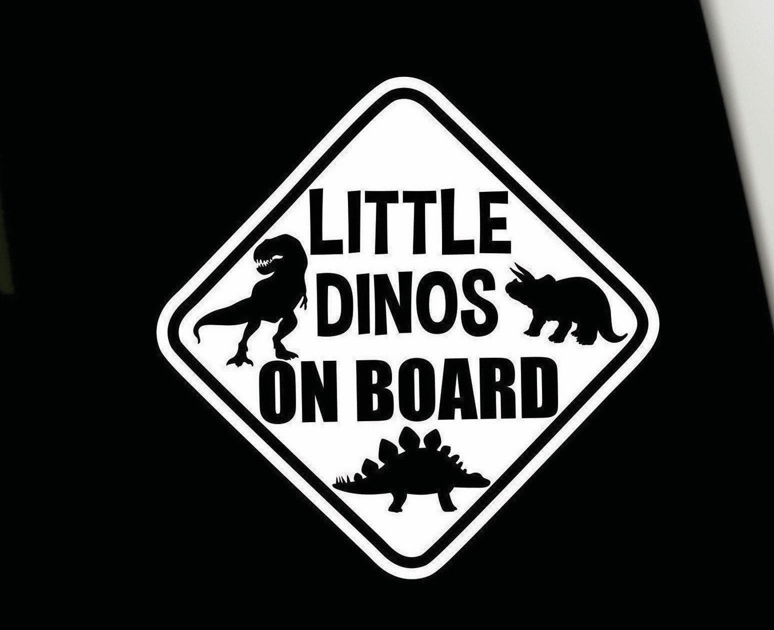 Little Dinos on Board Bumper Sticker | on Board Car Decal | Dinosaur on ...