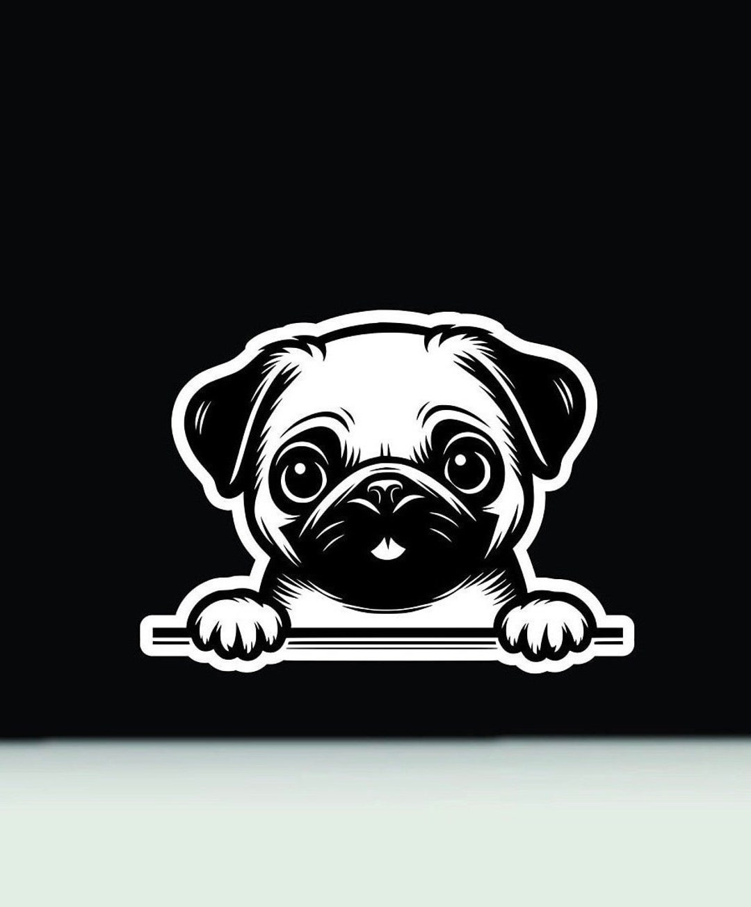 Pug Peeking Vinyl Sticker | Pug Dog Bumper Sticker | Pug Vinyl Decal ...