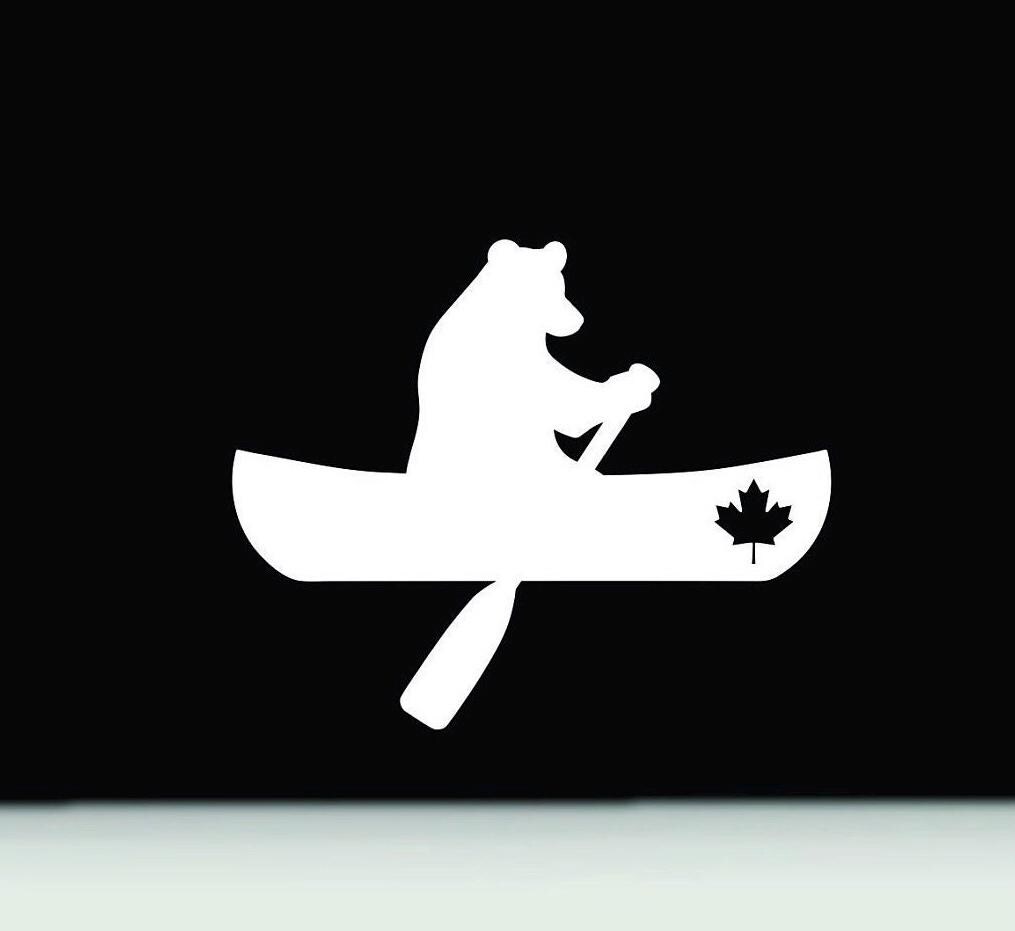 Bear Maple Leaf Canoe Vinyl Decal | Bear Decal | Bear in Canoe Bumper ...