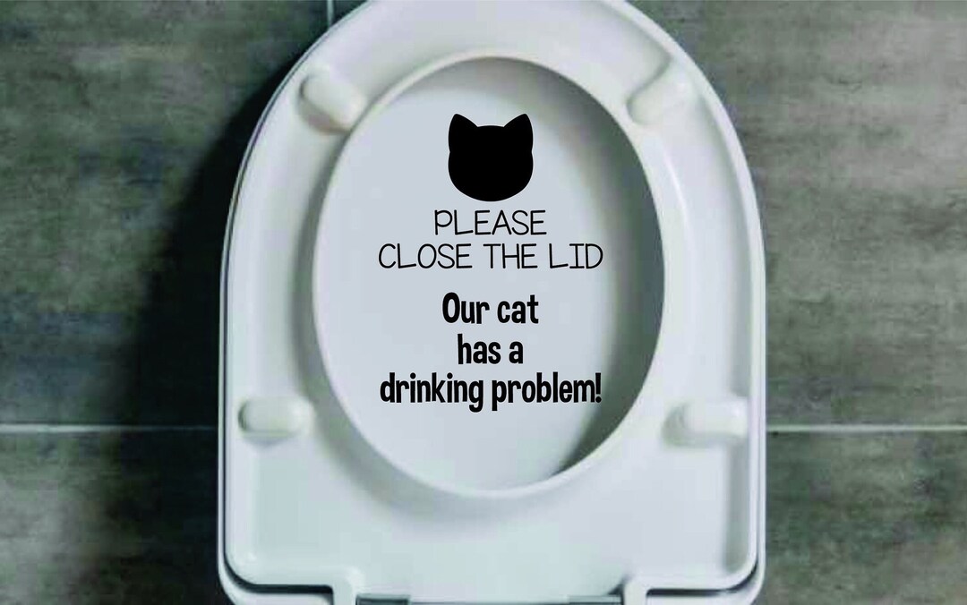 Please Close the Lid Funny Sticker | Funny Cat Toilet Decal Sticker ...