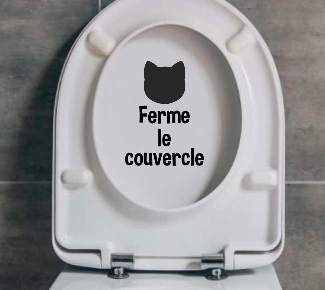 French Close the Toilet Lid Sticker | Funny Cat Toilet Decal Sticker ...