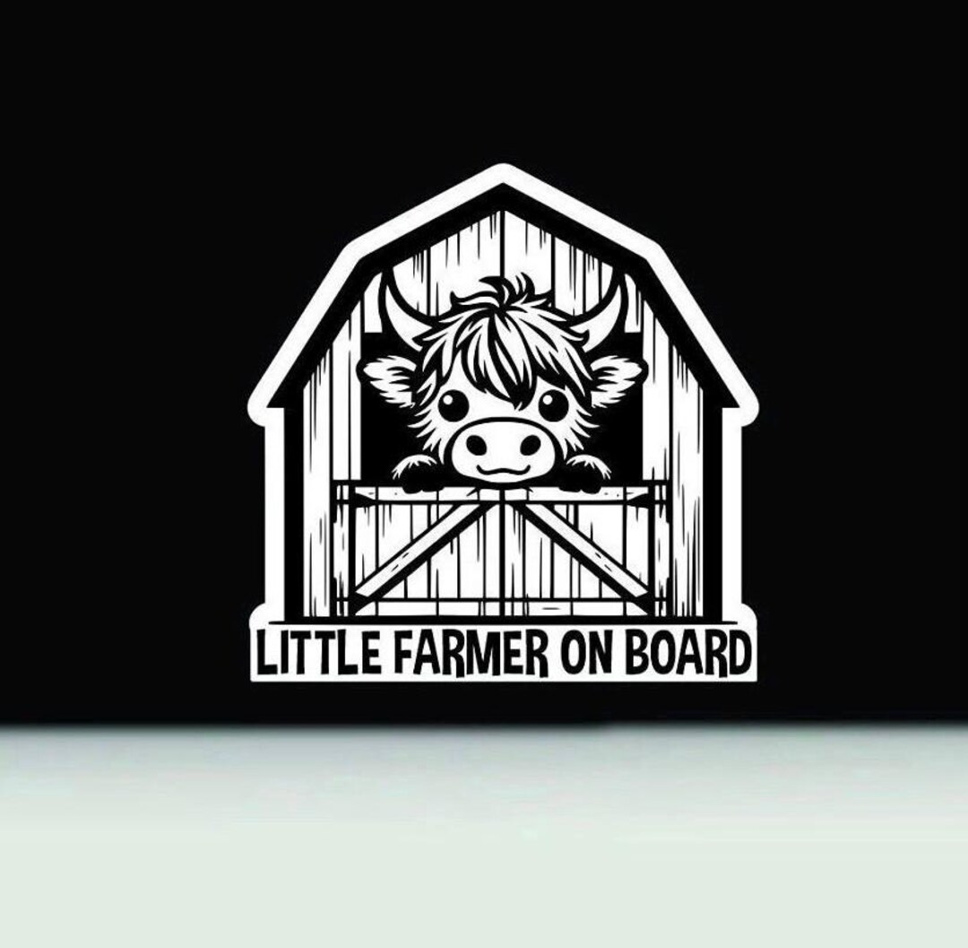 Little Farmer on Board Bumper Sticker | Cow Bumper Sticker | Cow Car ...