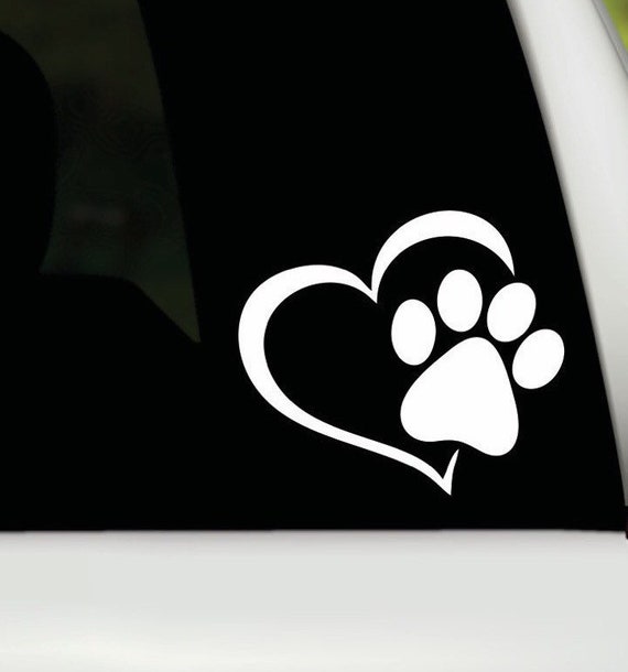 Paw Print Heart Sticker Choose Size and Colour Paw Print - Etsy Canada