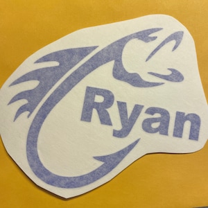 Fishing Hook Vinyl Decal | Custom Fishing Decal | Fish Hook Name ...