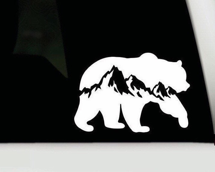 Bear Mountain Vinyl Decal Mountain Grizzly Bumper Sticker | Etsy