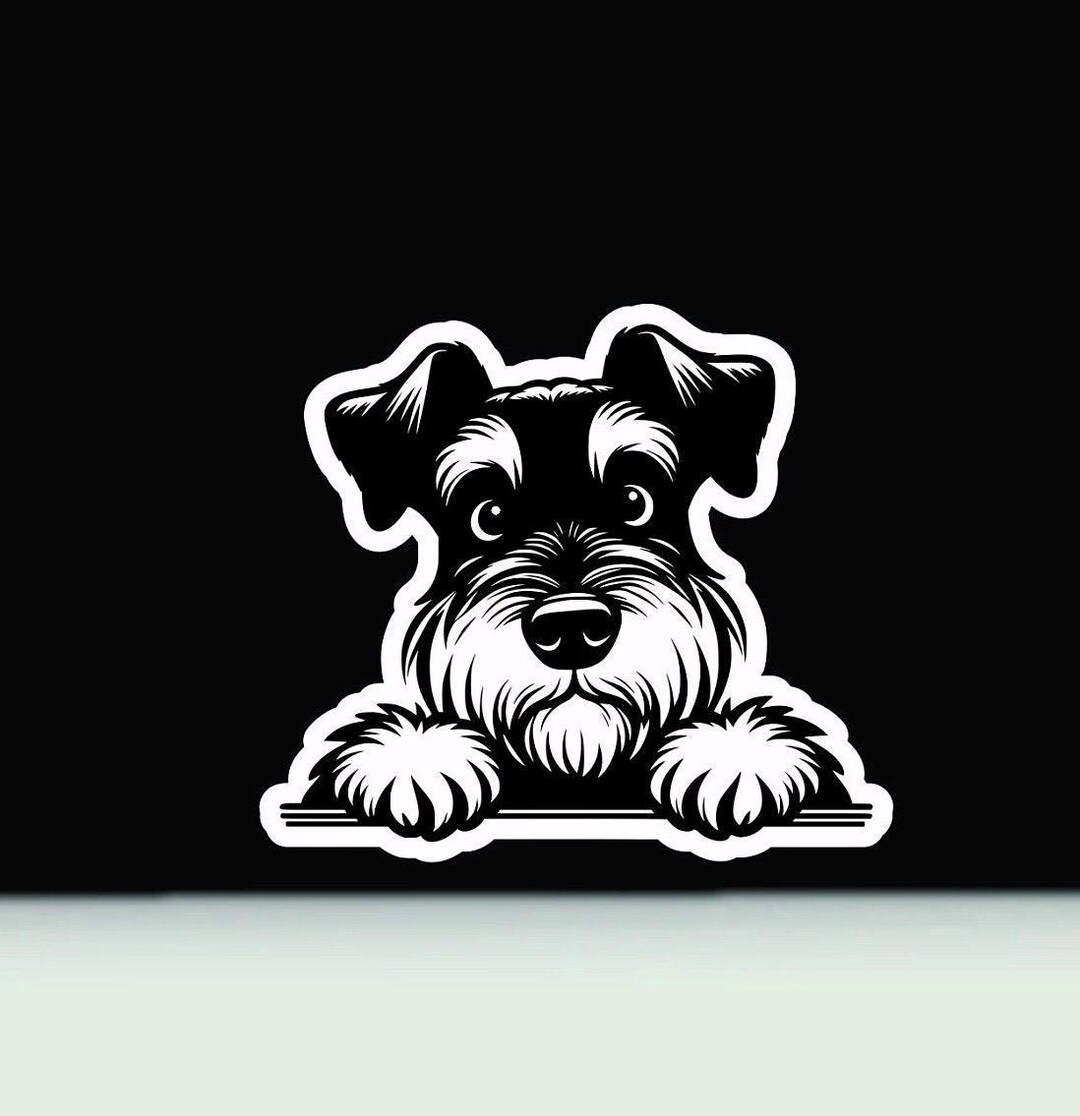 Schnauzer Peeking Vinyl Decal | Schnauzer Dog Sticker | Schnauzer Vinyl ...