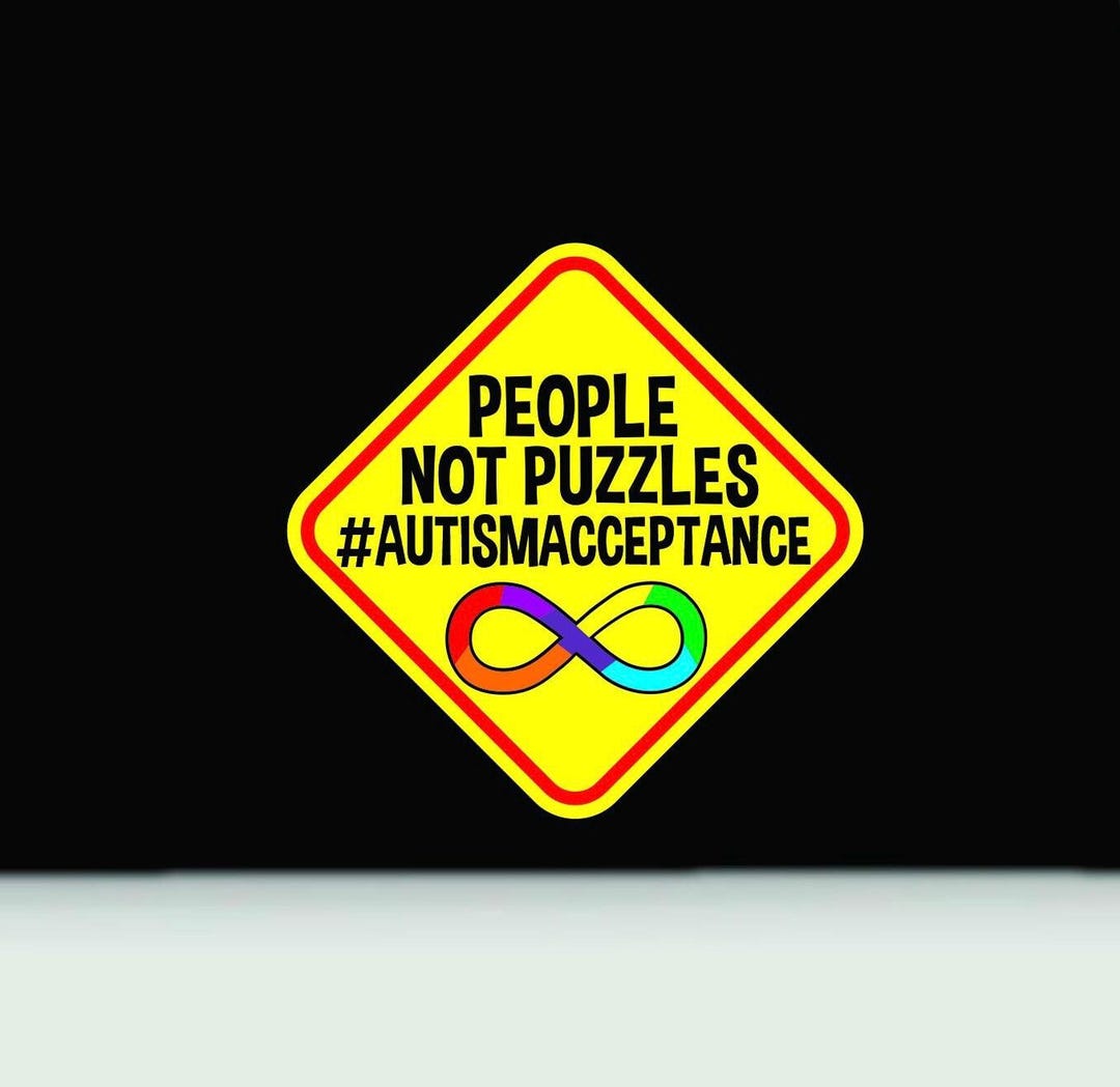 Autism Acceptance Waterproof Vinyl Sticker | People Not Puzzles Window ...