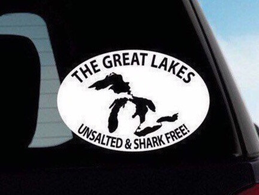 Unsalted and Shark Free Great Lakes Vinyl Decal | Great Lakes Sticker ...
