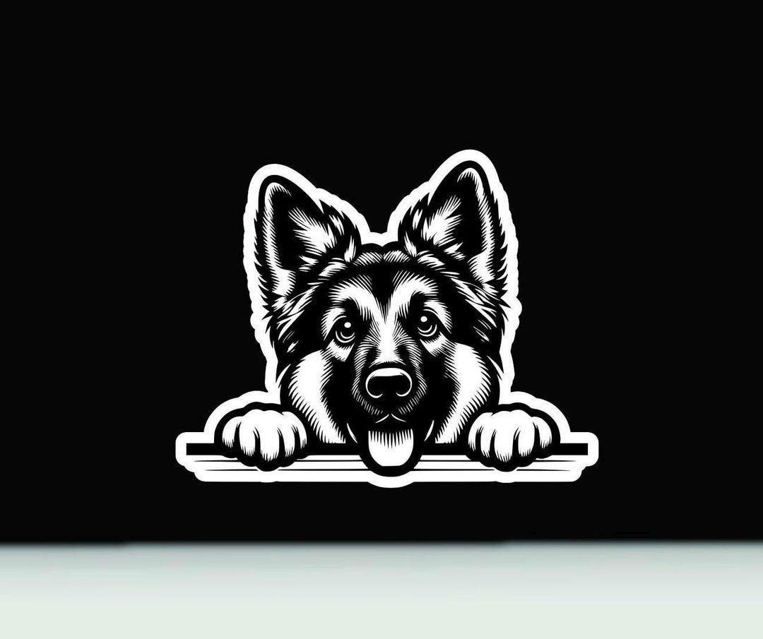 German Shepherd Peeking Vinyl Sticker | German Shepherd Dog Bumper ...
