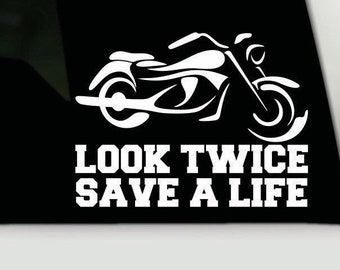 Look Twice Save a Life Motorcycle Window Decal Sticker Save a Biker ...